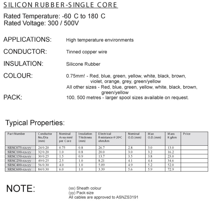 cable and wire Silicone Cable